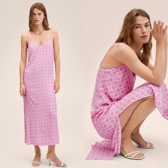 Mango | Dresses | Nwt Mango Pink Beady Slip Maxi Dress | Poshmark